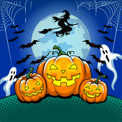 Halloween pumpkin pop art Royalty Free Vector Image