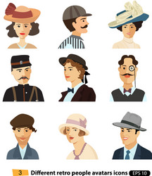 Avatars retro people cartoon isolated on white Vector Image