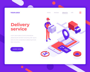 Collection delivery service workers van Royalty Free Vector