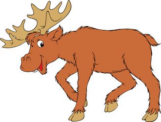 Cute elk stands on a green summer meadow Vector Image