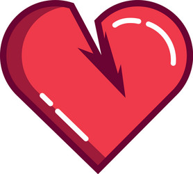 Happy valentines day heart break line style Vector Image
