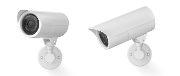 Realistic set of 3d cctv cameras Royalty Free Vector Image