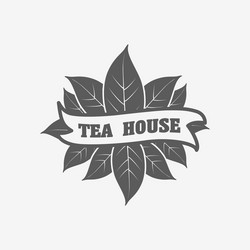 Tea house logo or badge template with pot Vector Image