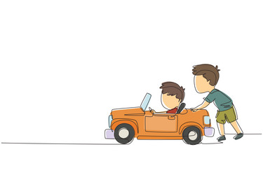 Boy Pushing Car Vector Images (62)