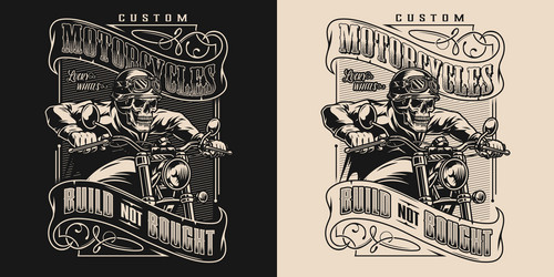 Custom motorcycle vintage colorful print Vector Image