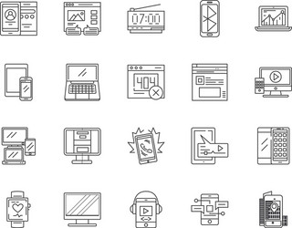 Exhibition business line icons and signs Vector Image
