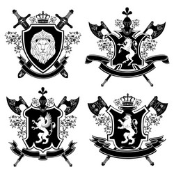 Heraldic animals medieval heraldry shields Vector Image