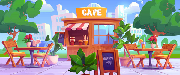 Outdoor cafe terrace with table cartoon Royalty Free Vector