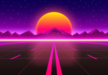 Road to infinity at sunset Royalty Free Vector Image