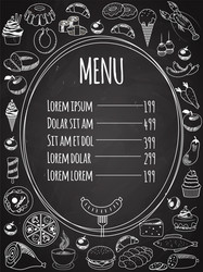 Seafood chalkboard menu template Royalty Free Vector Image