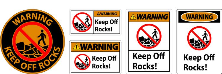 Warning sign keep off rocks Royalty Free Vector Image