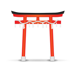 Japanese red gate traditional oriental landmark Vector Image