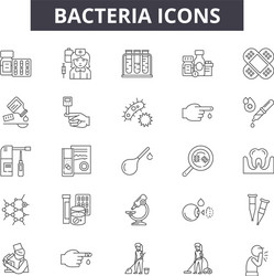 Bacteria line icons and signs bacterium Royalty Free Vector