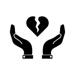 Broken heart icon icon isolated on white Vector Image