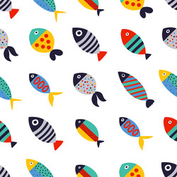 Cute colorful fish kids background sea motif Vector Image