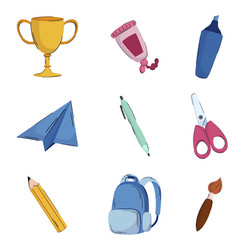 Flat back to school elements set Royalty Free Vector Image