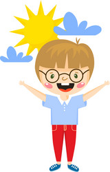 Smiling kids drawing Royalty Free Vector Image