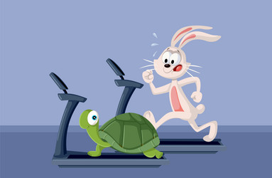 A turtle win the race against rabbit Royalty Free Vector