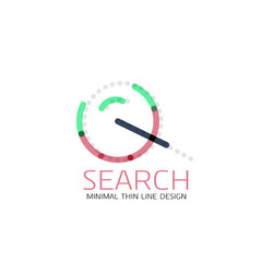 Thin line design logo magnifying glass Royalty Free Vector