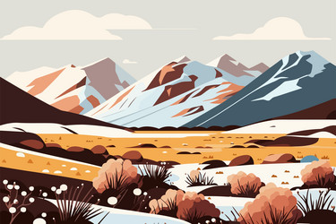 Tundra with snowy fields autumn landscape Vector Image