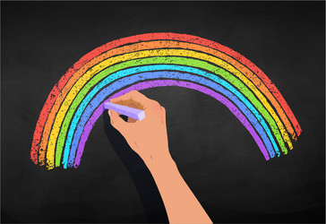 Hands drawing rainbow arc Royalty Free Vector Image