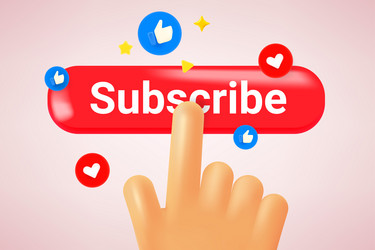 Hand pressing subscribe button social media Vector Image