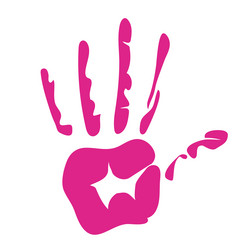 Handprint paint color pink Royalty Free Vector Image