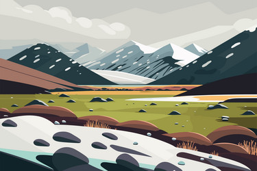 Tundra with snowy fields autumn landscape Vector Image