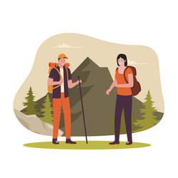 Hiking and trekking hiker design concept Vector Image
