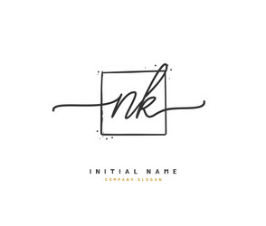 N k nk beauty initial logo handwriting Royalty Free Vector