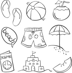 Hand draw object summer doodles Royalty Free Vector Image