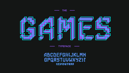 Gamer font 3d bold style Royalty Free Vector Image