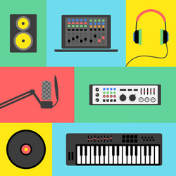 Music production icons Royalty Free Vector Image