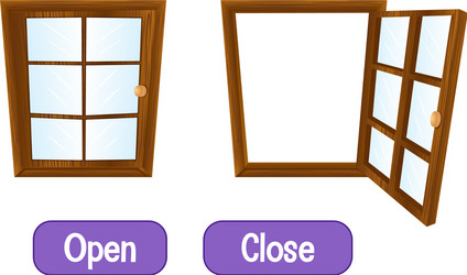 Opposite adjectives words with close and open Vector Image