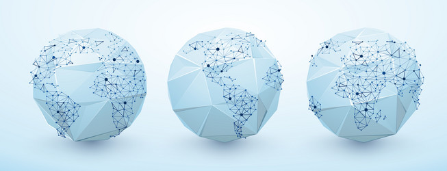 World map 3d low poly website template travel Vector Image