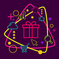 Gift box on abstract colorful geometric light Vector Image