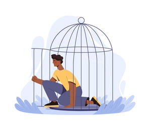 Cartoon man or businessman trapped in golden Vector Image