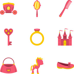 Princess things icon set outline style Royalty Free Vector