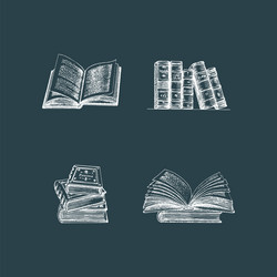 Set of different books hand drawn sketch Vector Image