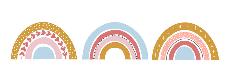 Three rainbows for baby girl nursery clipart Vector Image
