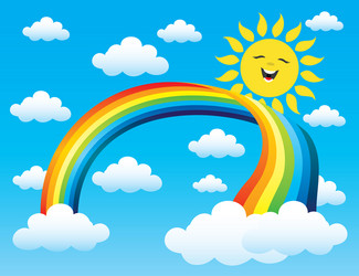 Rainbow circle with party sun Royalty Free Vector Image