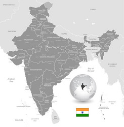 Grey political map india Royalty Free Vector Image