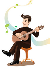 Guitar artist performing Royalty Free Vector Image