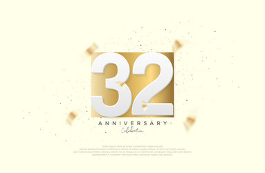 32nd anniversary number with 3d white numbers on Vector Image
