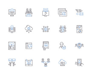 Digital content outline icons collection digital Vector Image