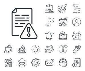 Instruction manual line icon warning file sign Vector Image