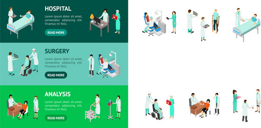 Nurses attending patients banner vertical set Vector Image