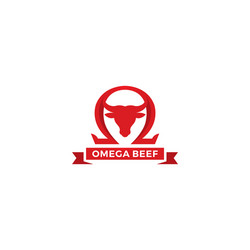 Omega beef logo Royalty Free Vector Image - VectorStock