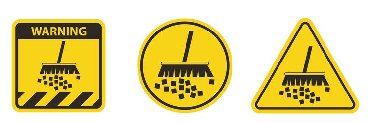 Caution label avoid creating dust Royalty Free Vector Image