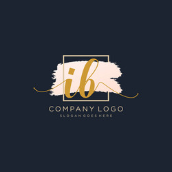 Ib initial handwriting logo design Royalty Free Vector Image